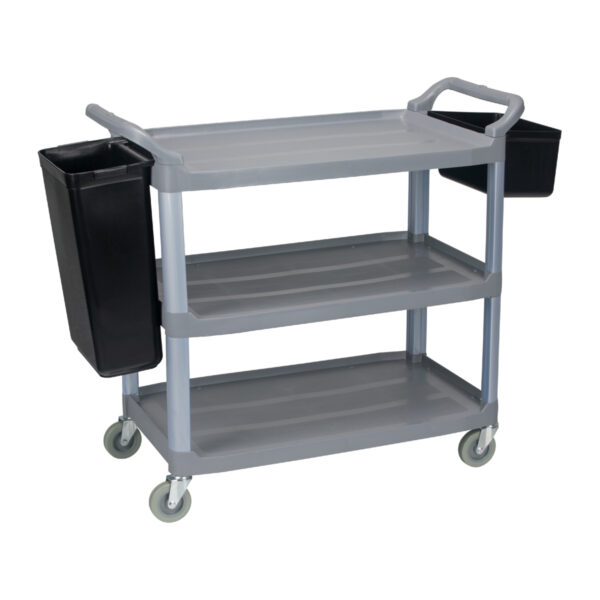 Plastic transport trolley with 3 shelves and plastic buckets – Mopatex ...